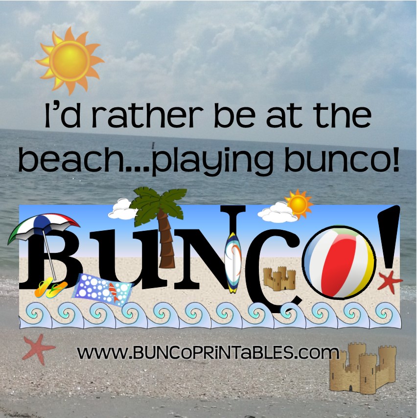 Beach Party Bunco Set - Bunco Printables